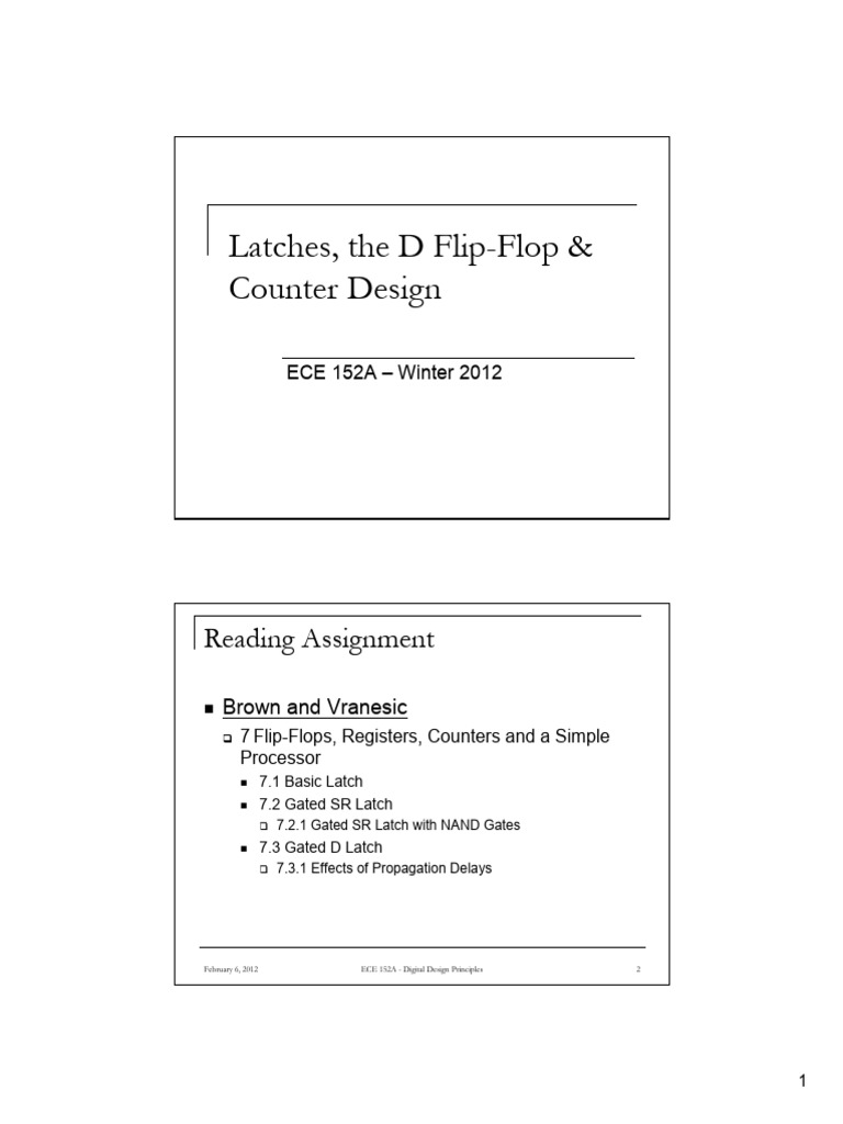 L6 - Latches, The D Flip-Flop and Counter Design | PDF | Logic Gate | Computing