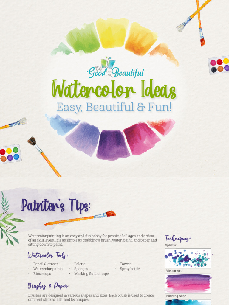 Watercolor Ideas Printable | PDF | Paint | Watercolor Painting