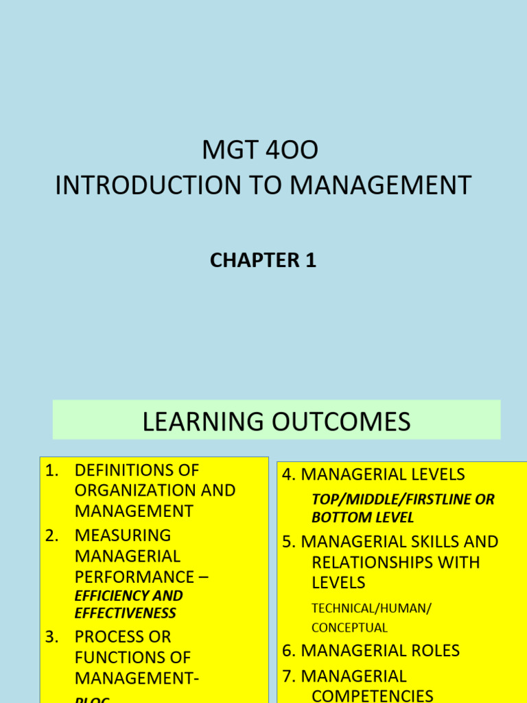 Introduction to Management Concepts | PDF | Goal | Decision Making