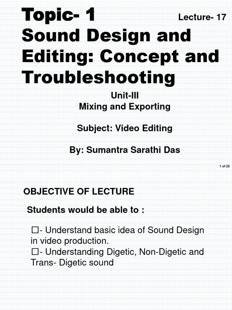 Video Editing U3 Lesson 1 Lec-17 | PDF