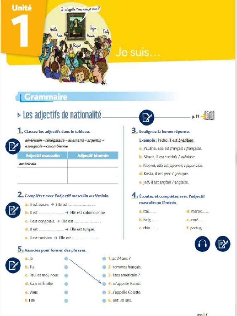 Edito A1-CahierDactivités-Unité 1- Je suis | PDF