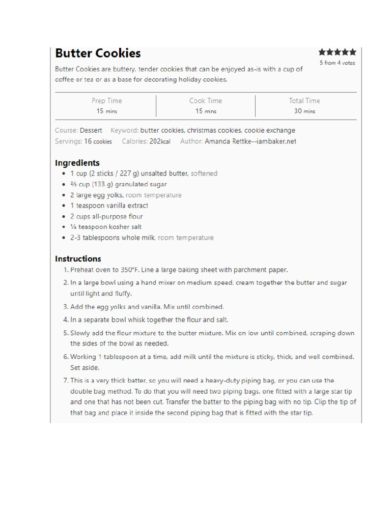 Butter Cookies Recipe | PDF