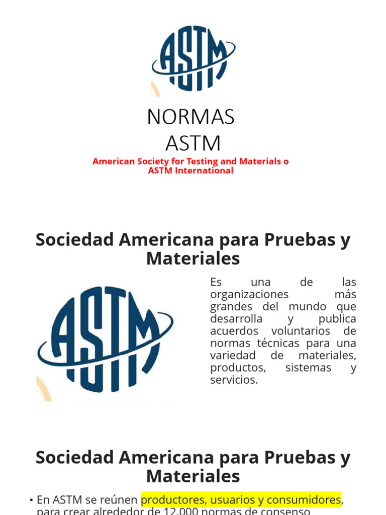 NORMAS ASTM | PDF | Ingeniero civil | Ciencia de los Materiales