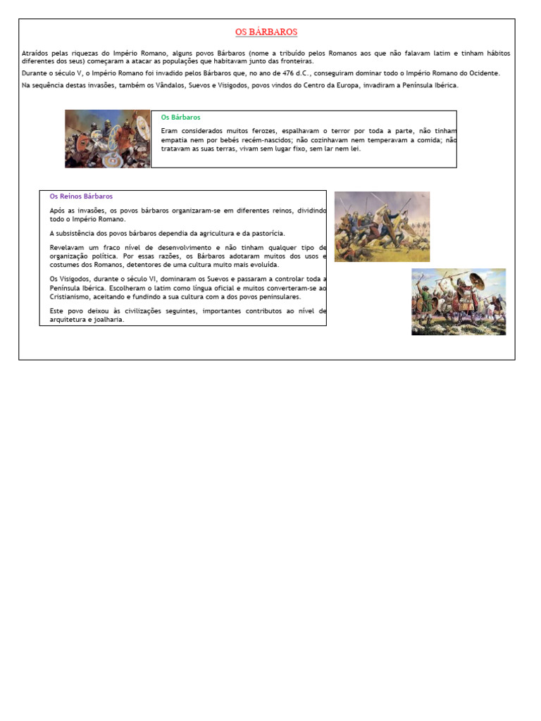 Reinos Bárbaros e Invasões Romanas | PDF | Turismo