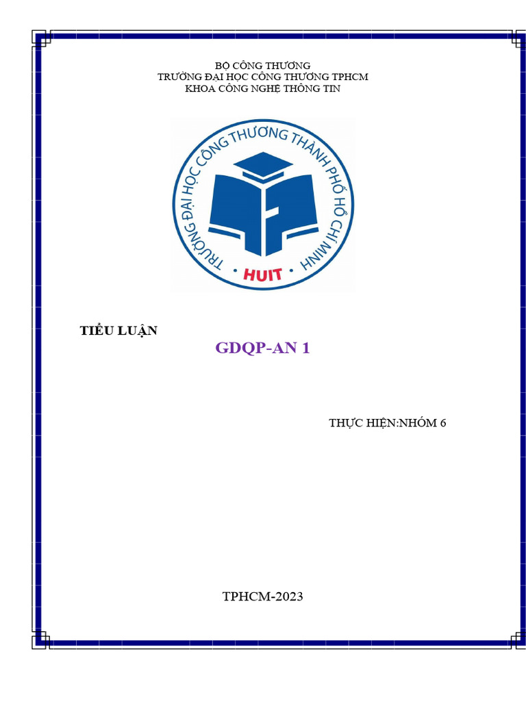 BÀI TỂU LUẬN GDQP-AN1 NHÓM 6 | PDF