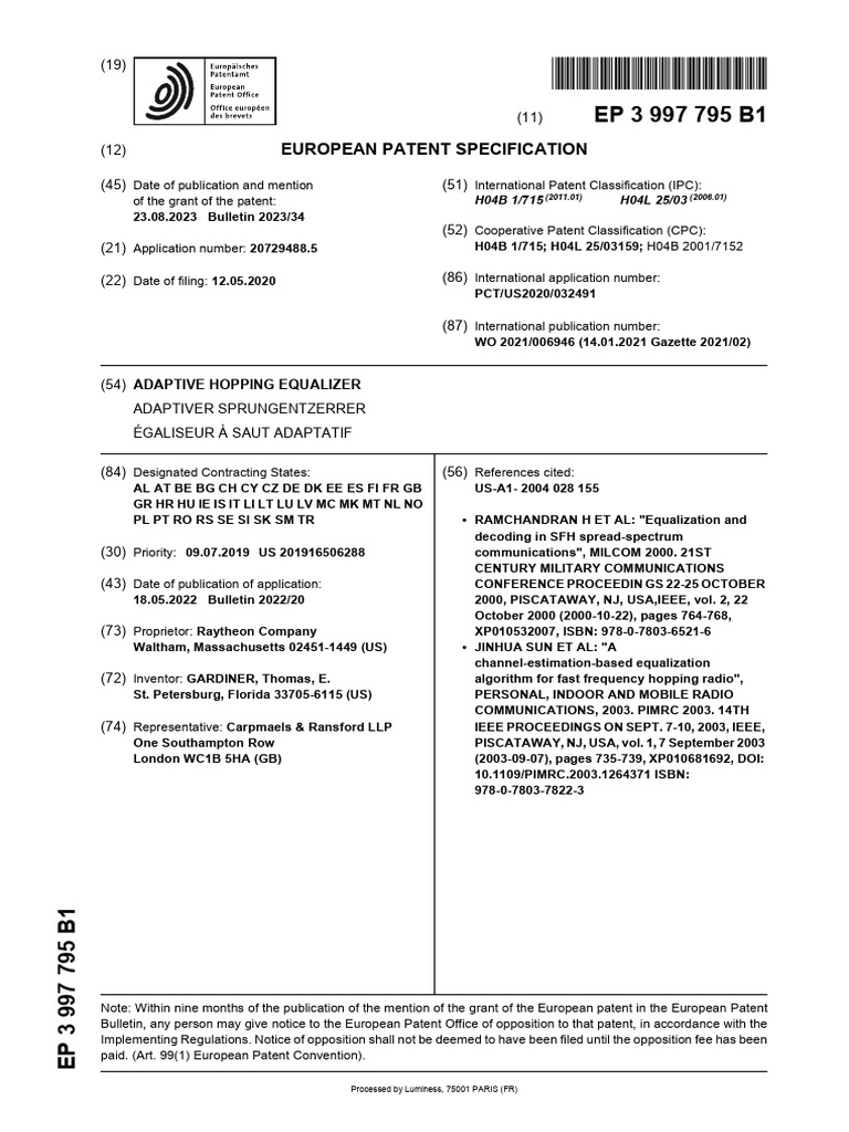 EP20729488NWB1 | PDF | Electronic Circuits | Equalization (Audio)