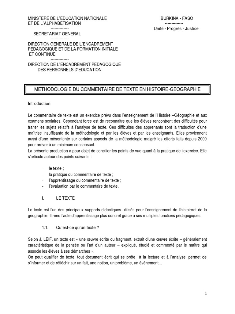 Méthodologie Du Commentaire | PDF