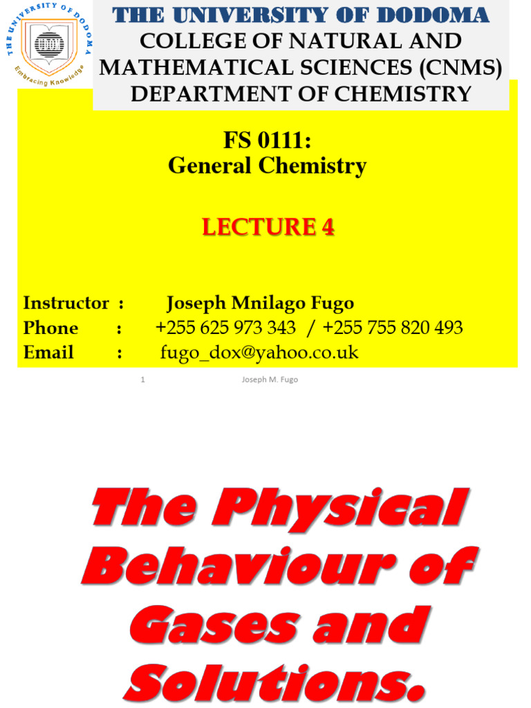 General Chemistry Gas Laws Lecture | PDF | Gases | Temperature