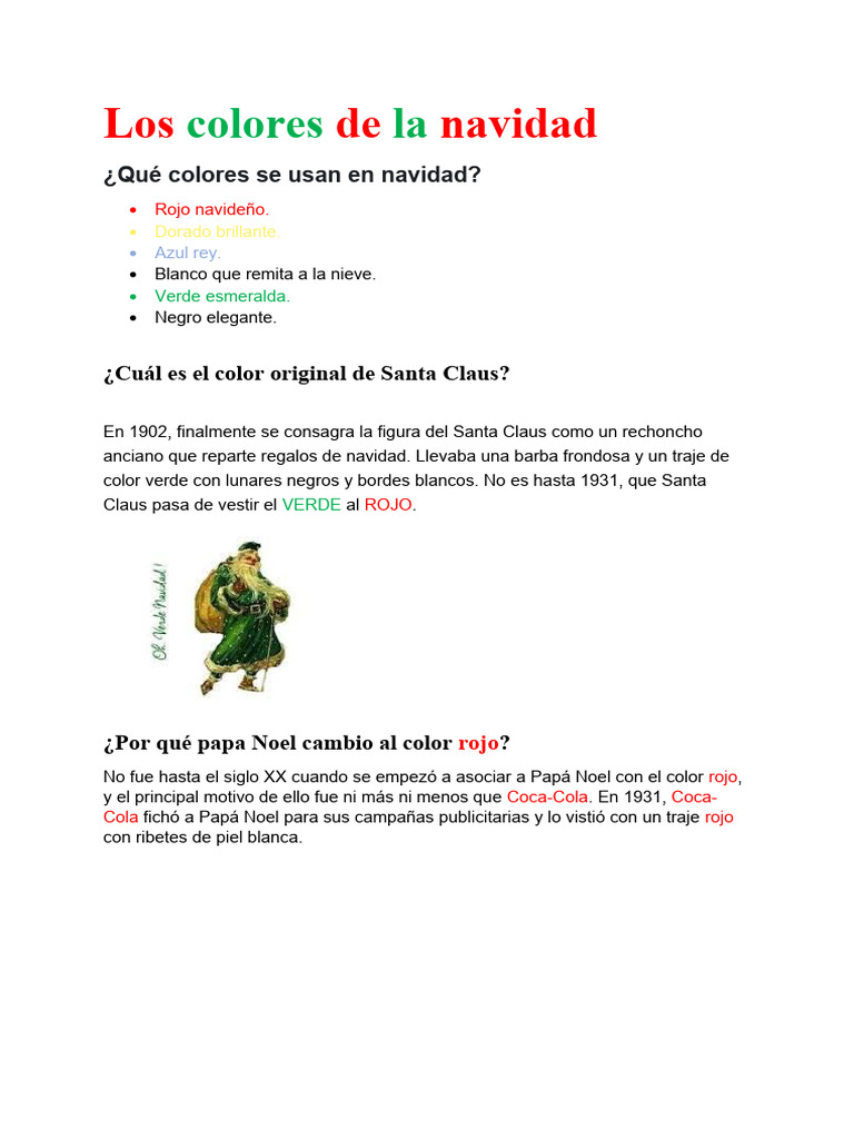 Colores Tradicionales de la Navidad | PDF | Hogar, jardinería y ...