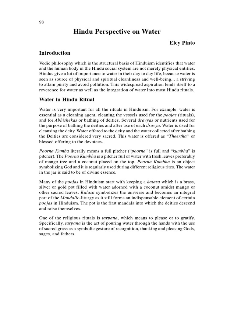 Sacred Water in Hindu Rituals | PDF | Vedas | Indian Religions