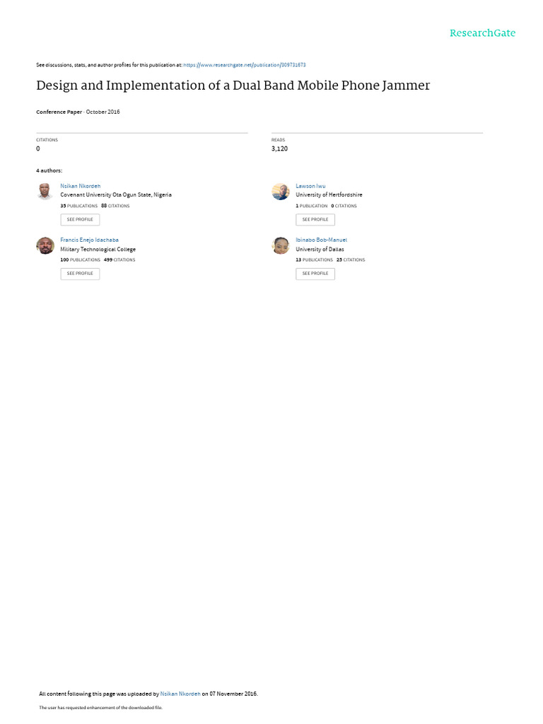 Design and Implementation of A Dual Band Mobile Phone Jammer | Download ...