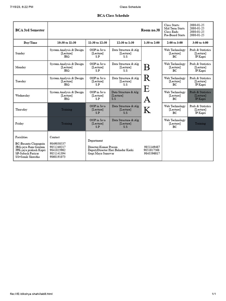 Class Schedule | PDF
