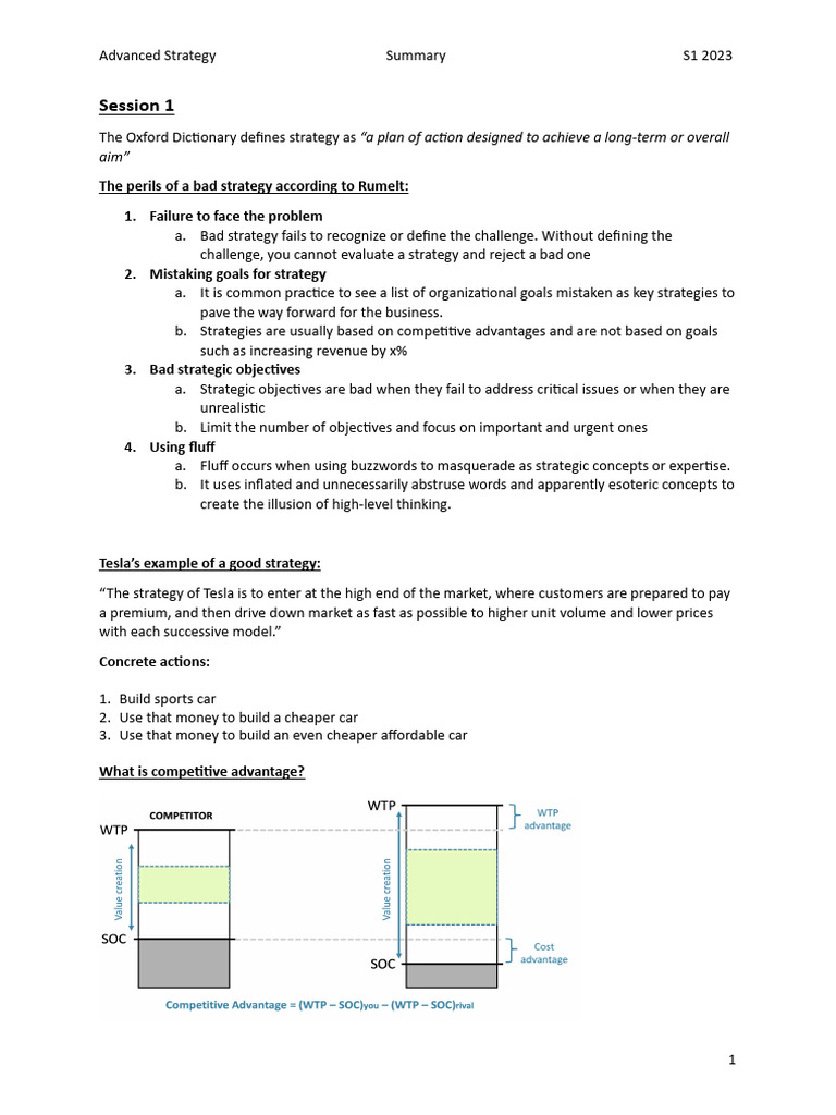 Advanced Strategy Summary | PDF