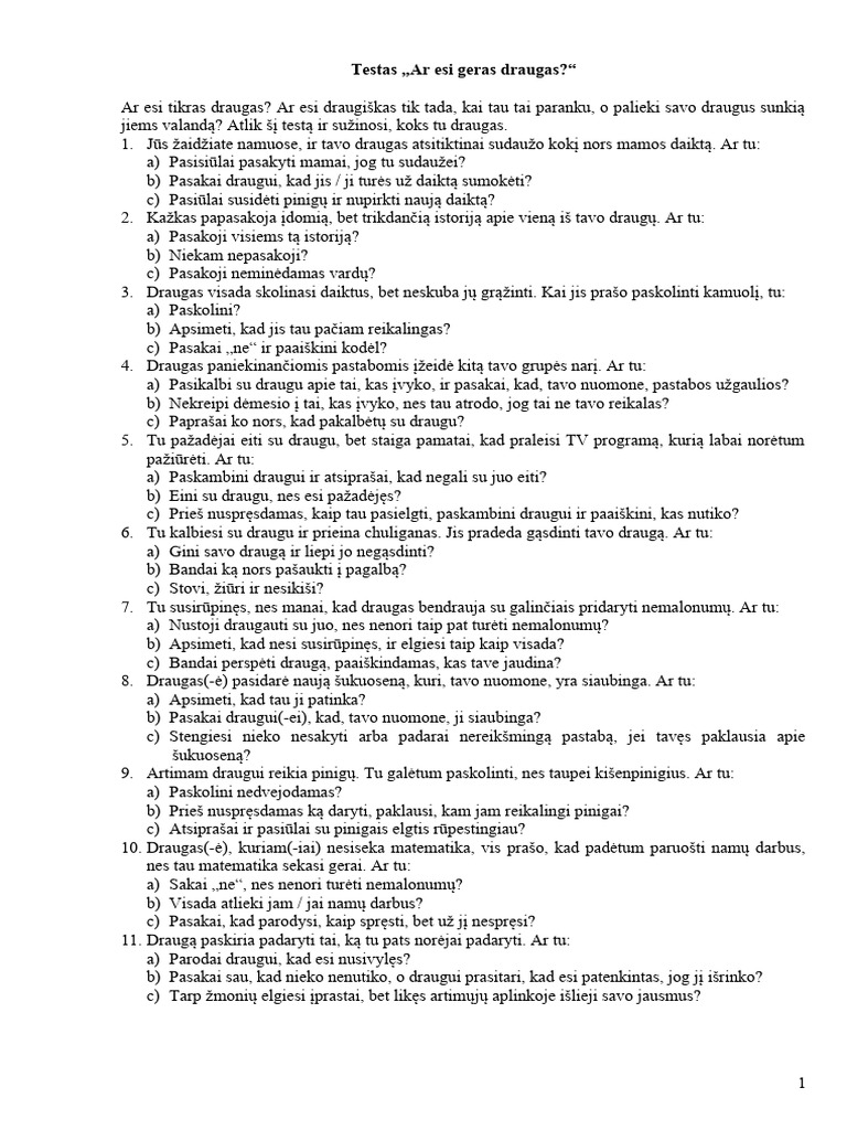 Testas Draugyste | PDF