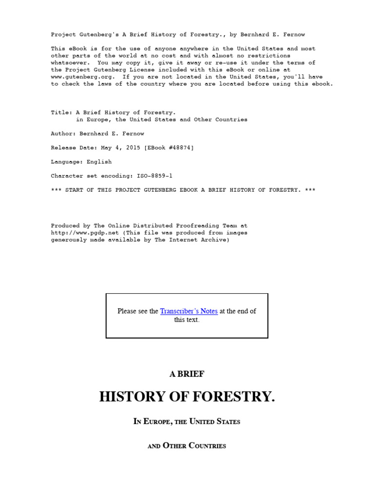 A Brief History of Forestry, by Bernhard E. Fernow | PDF | Forestry ...