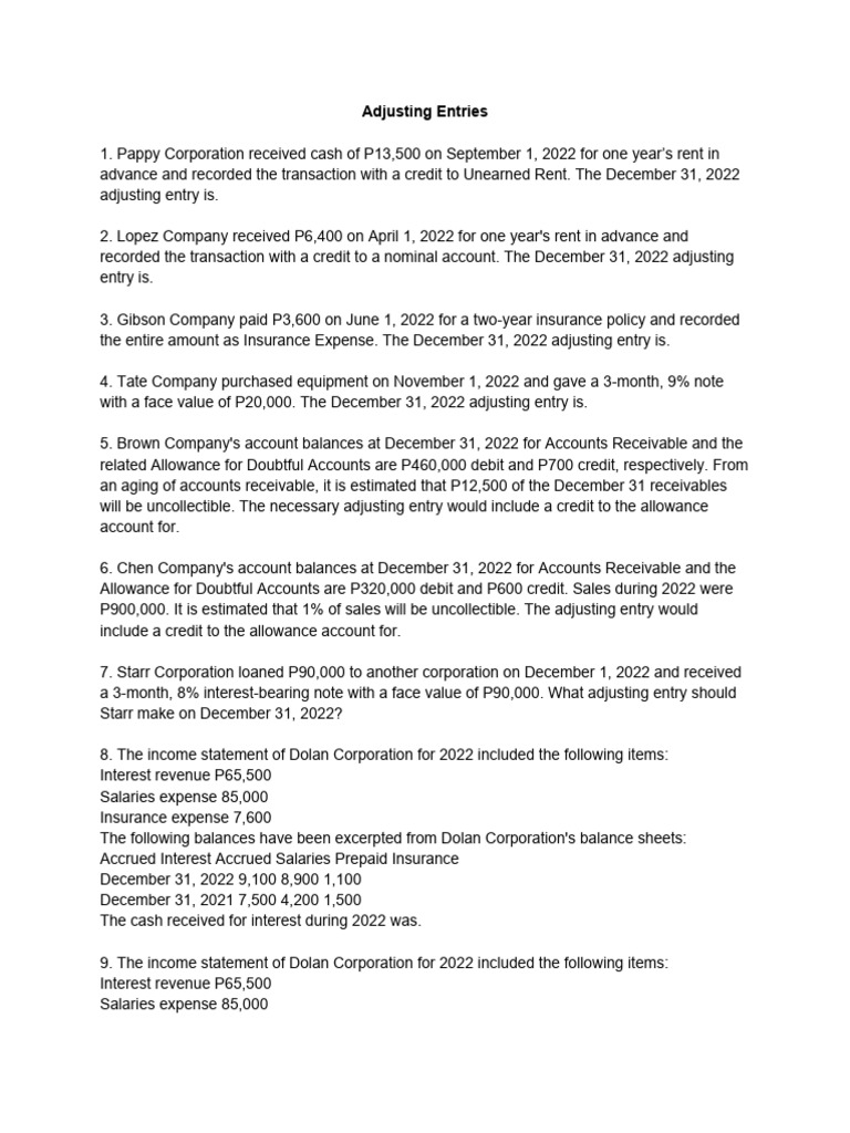 Adjusting Entries | PDF | Debits And Credits | Expense