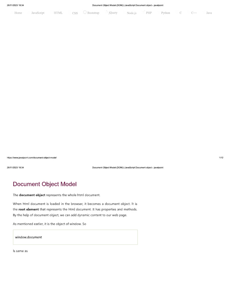 Document Object Model | PDF Document Object Model | PDF