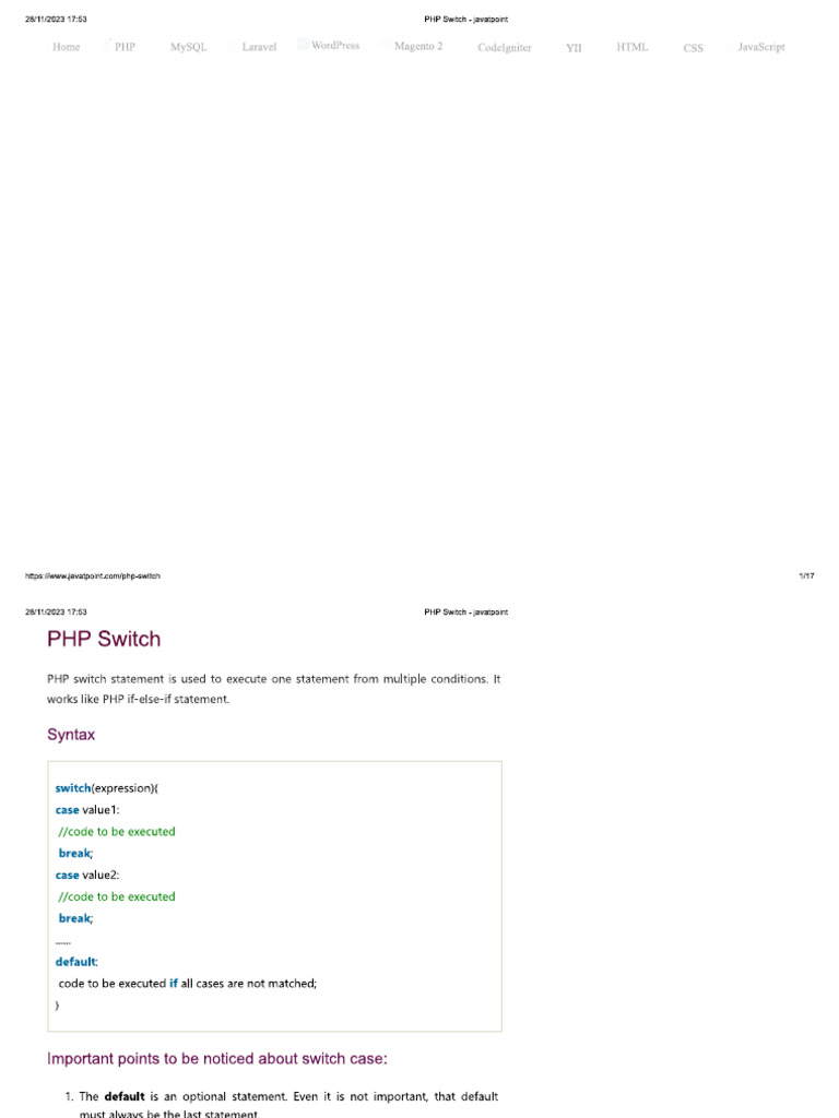 PHP Switch | PDF