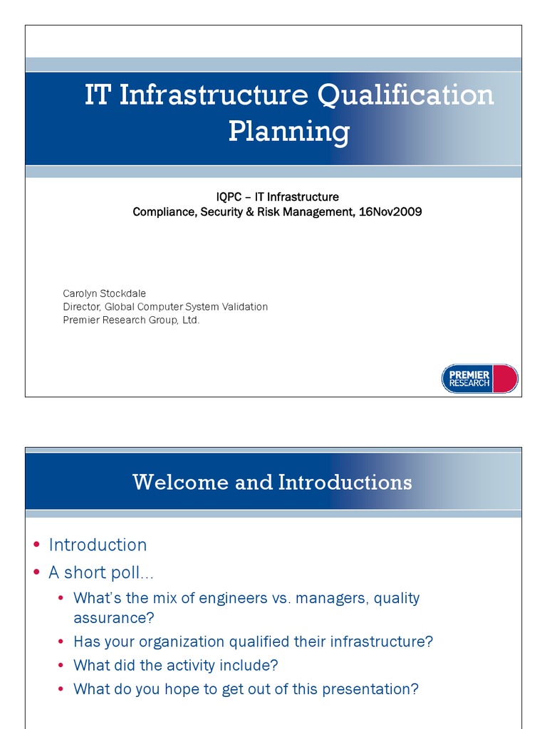 IT Infrastructure Qualification Planning | PDF | Verification And ...
