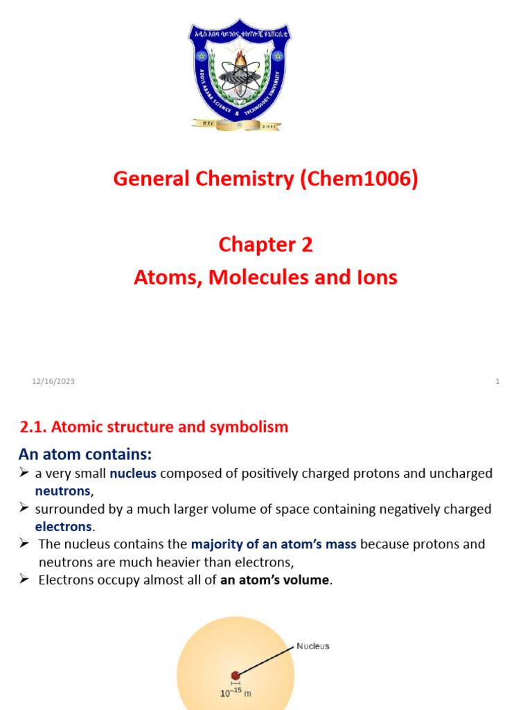 Atoms, Molecules, and Ions in Chemistry | PDF | Ion | Chemical Compounds