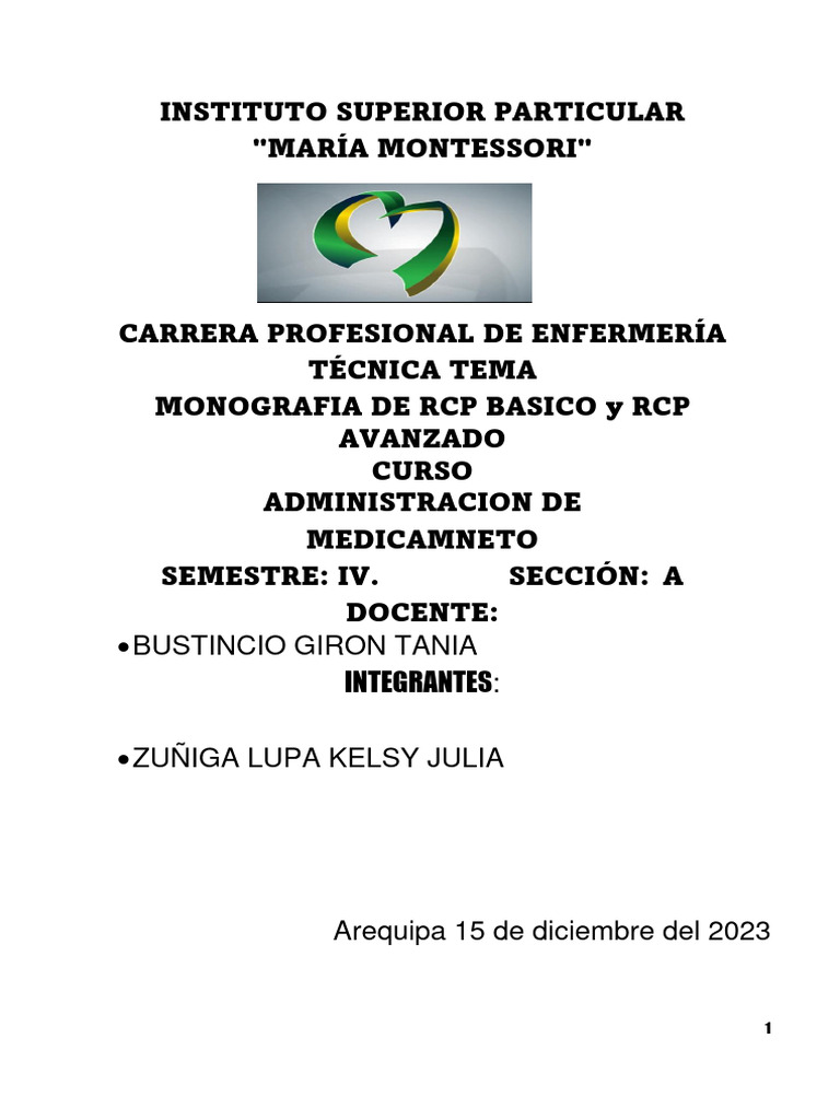 Monografía sobre RCP Básico y Avanzado | PDF | Reanimación ...