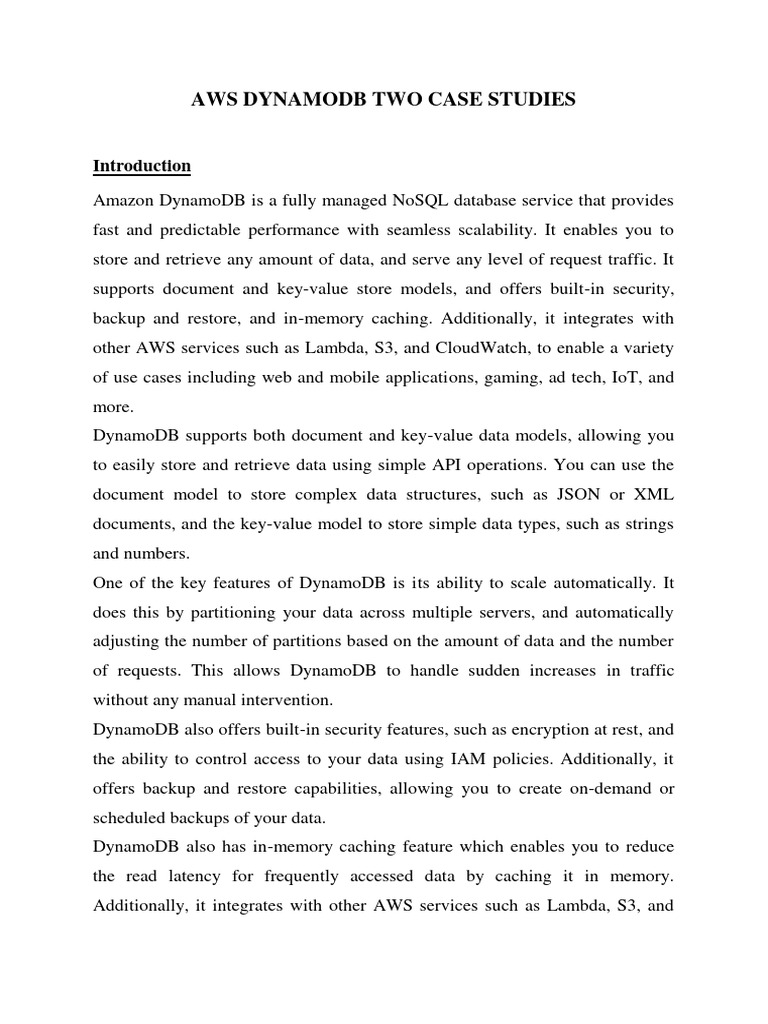 Aws Dynamodb Two Case Studies | PDF | Cache (Computing) | Amazon Web Services