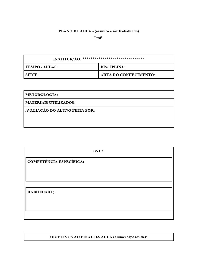 Plano de Aula Modelo _ | PDF