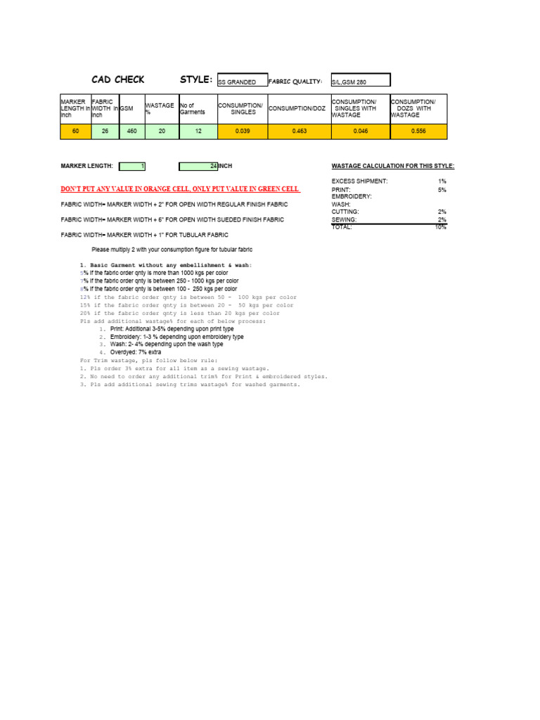 Cad Check Formula | PDF | Embroidery | Textiles