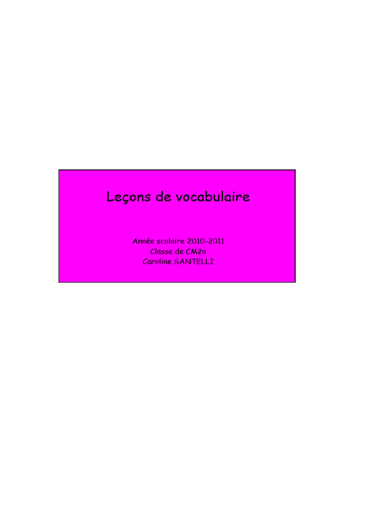 Leçons de vocabulaire CM1-CM2 | PDF | Dictionnaire | Adverbe