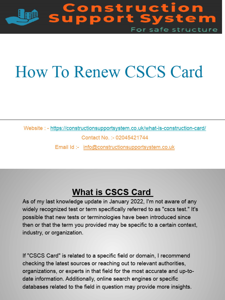 Renew CSCS Card | PDF | Usability | Information Technology