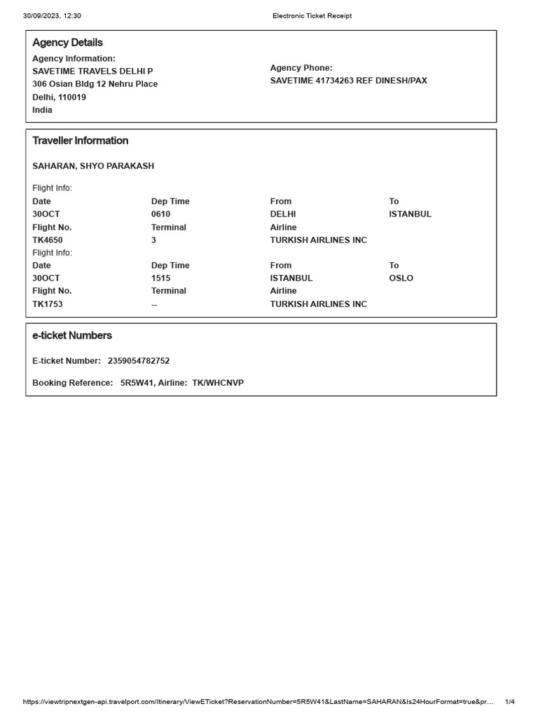 Electronic Ticket Receipt | PDF | Transport | Airlines