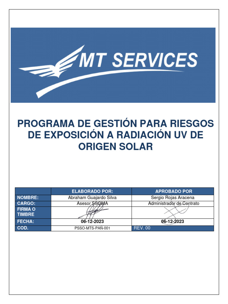 Programa de Gestion Exposicion A Radiacion UV | PDF | Ultravioleta | Dom