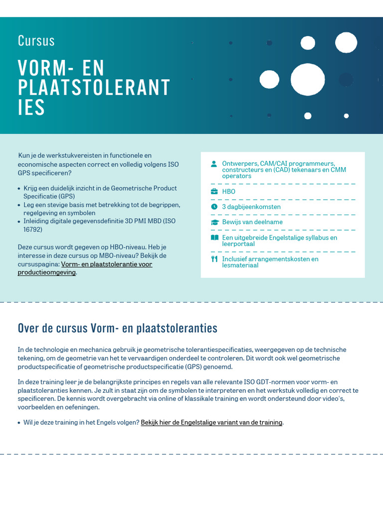 Vorm-En Plaatstolerant IES: Cursus | PDF