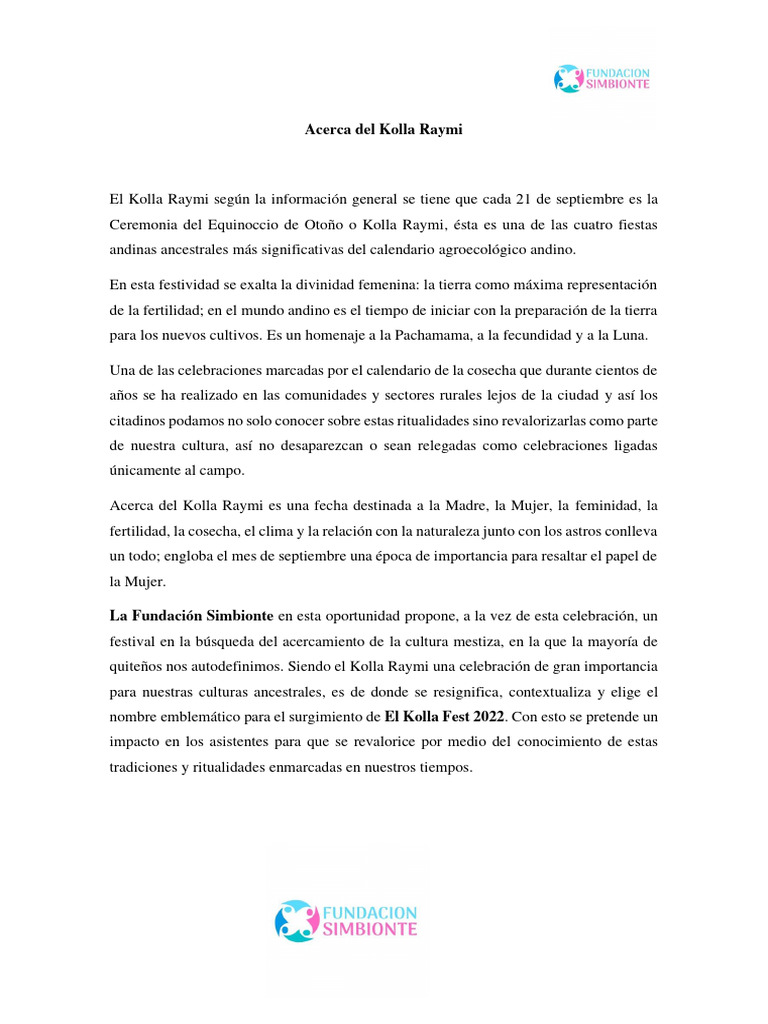 Kolla Raymi | PDF | Festival