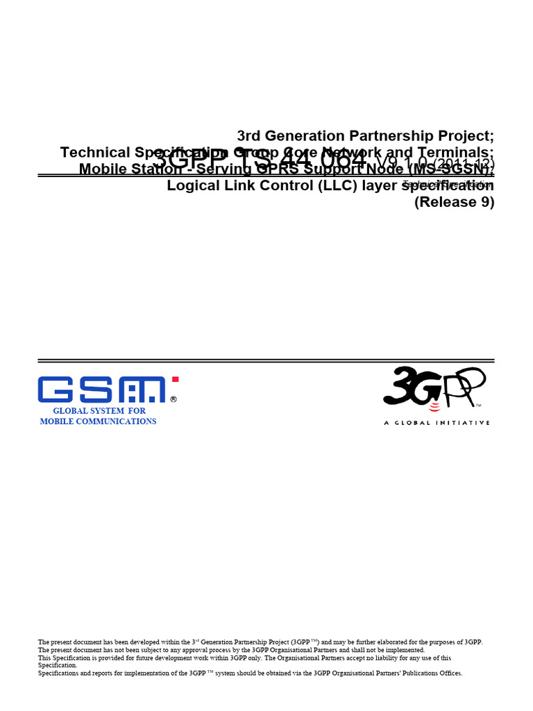 44064-910 MS To SGSN - LLC | PDF | General Packet Radio Service | Telecommunications
