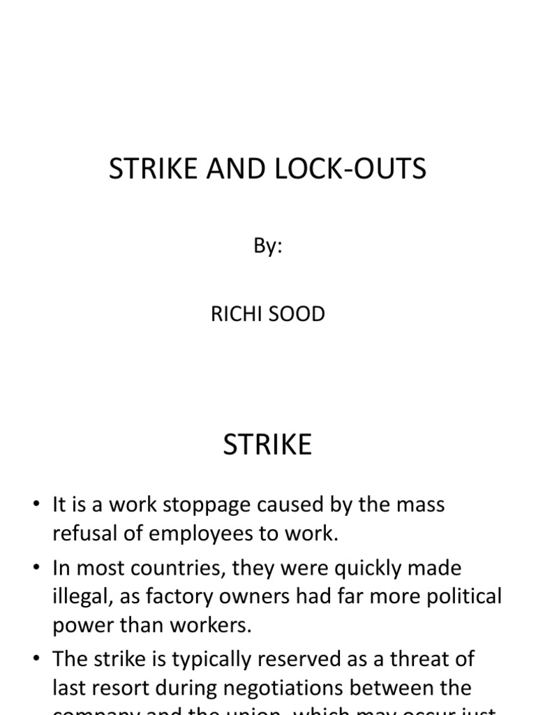 Strike and Lock-Outs: By: Richi Sood | Download Free PDF | Lockout ...