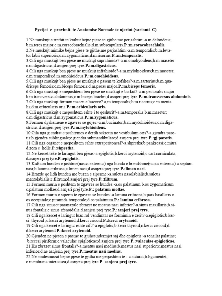 ANATOMI Pyetje | PDF