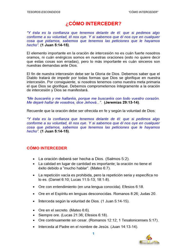 Como Interceder | PDF | Intercesión | Oración