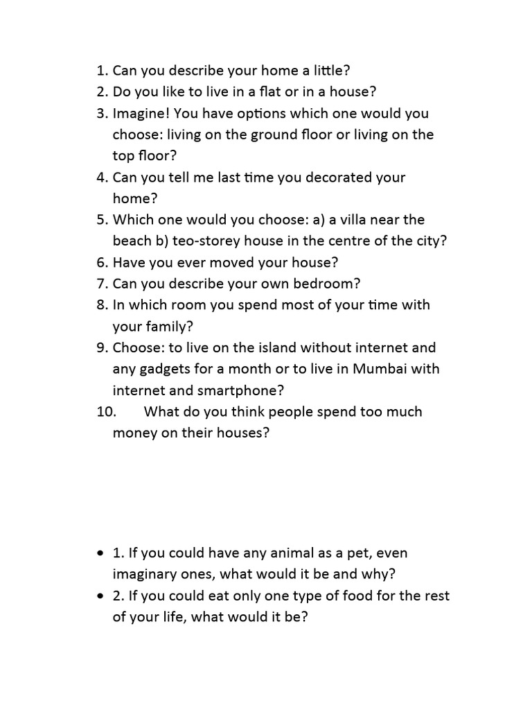 Warm Up Questions | PDF