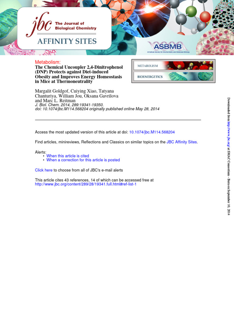 The Chemical Uncoupler 2,4-Dinitrophenol (DNP) Protects Against Diet ...