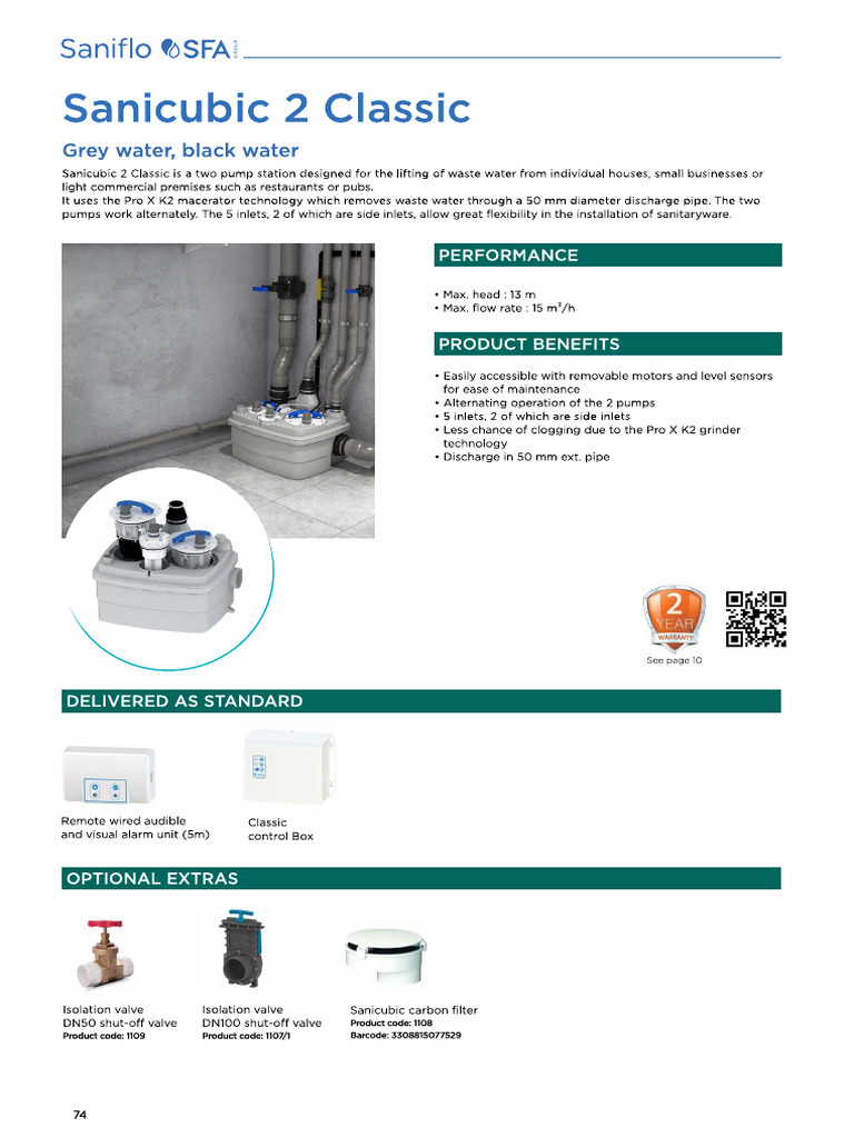 Sanicubic 2 Classic Product Sheet | PDF