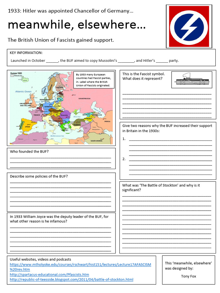 HW - Meanwhile Elsewhere British Union of Fascists | PDF | Far Right ...