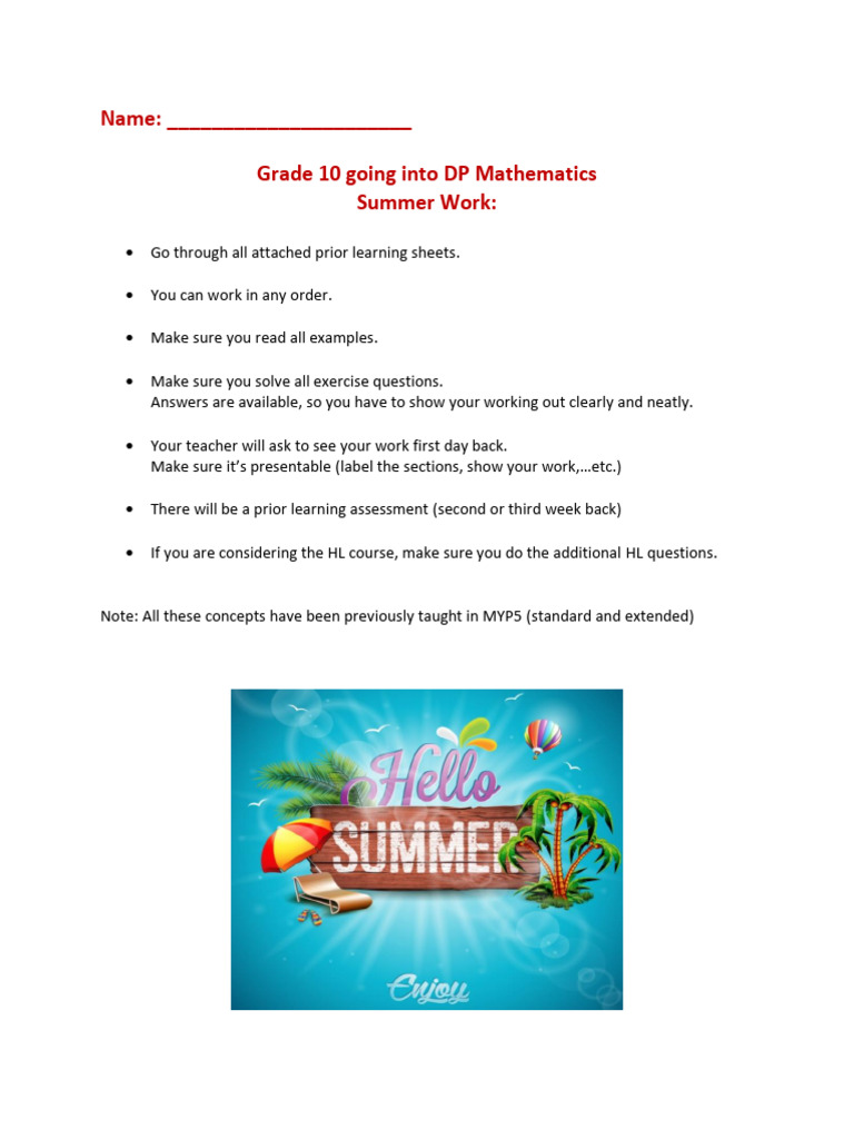 Grade 10 Maths Summer Packet - 23 | PDF | Area | Trigonometric Functions