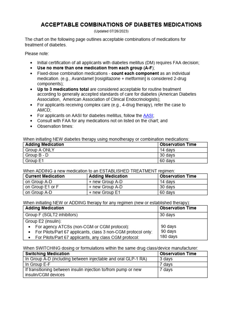 Diabetes Medication Combinations Guide | PDF | Diabetes ...