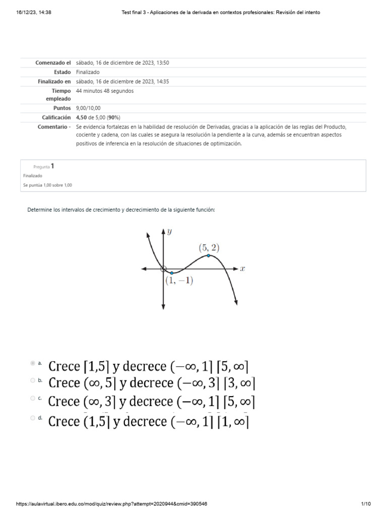 Test Final 3 - Aplicaciones de La Derivada en Contextos Profesionales ...