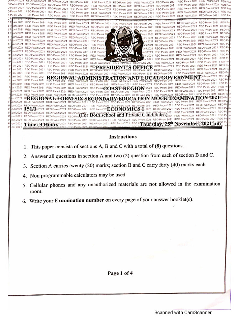 Eco1 Mock Coast Region 4 | PDF