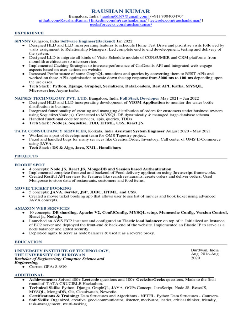 Raushan Kumar | PDF | My Sql | Systems Engineering