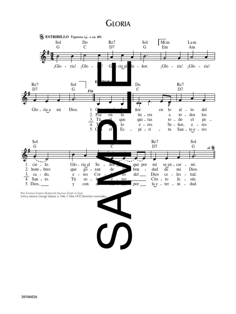 ¡Gloria! ¡Gloria Gloria Al Señor | PDF
