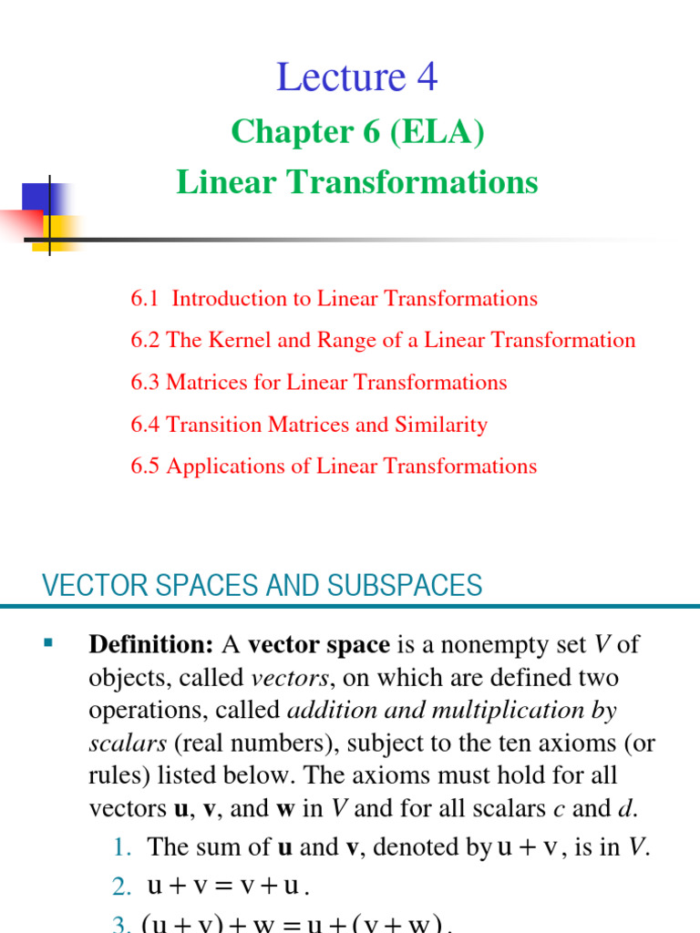 Lecture 4 | Download Free PDF | Vector Space | Linear Subspace