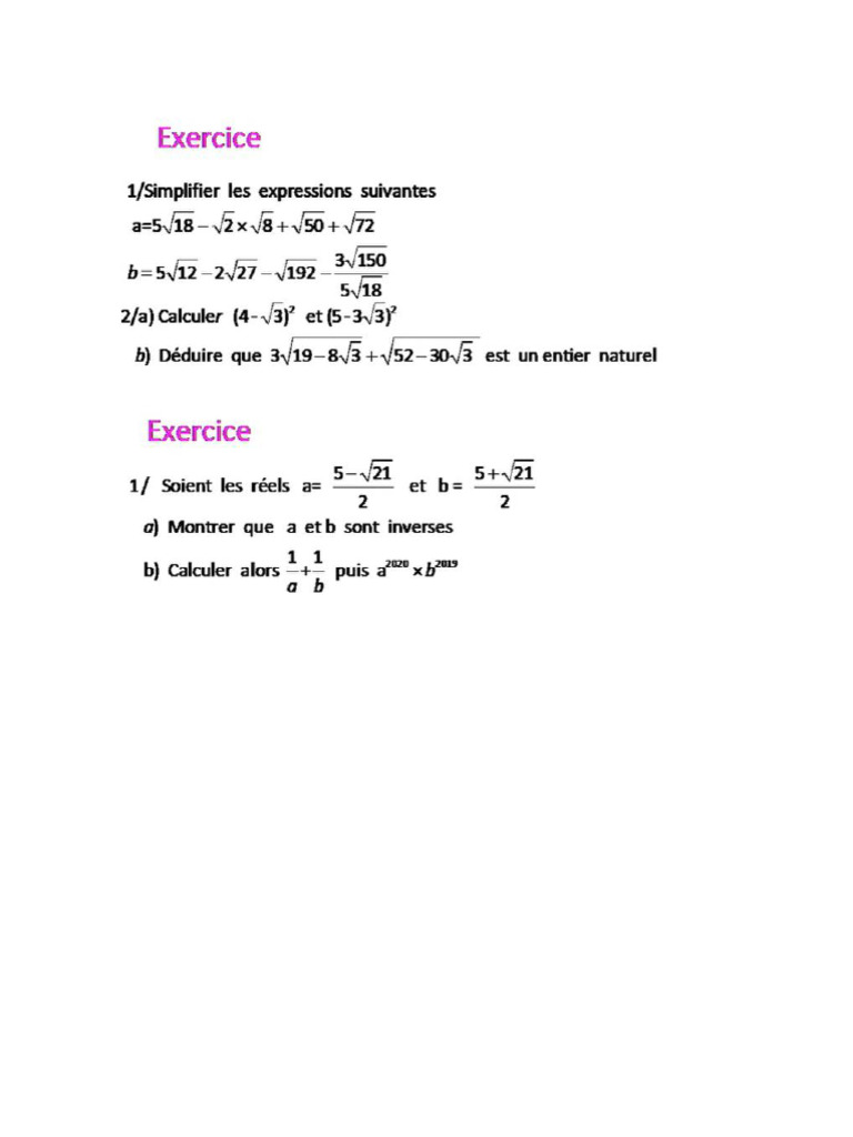 Exercice Math | PDF